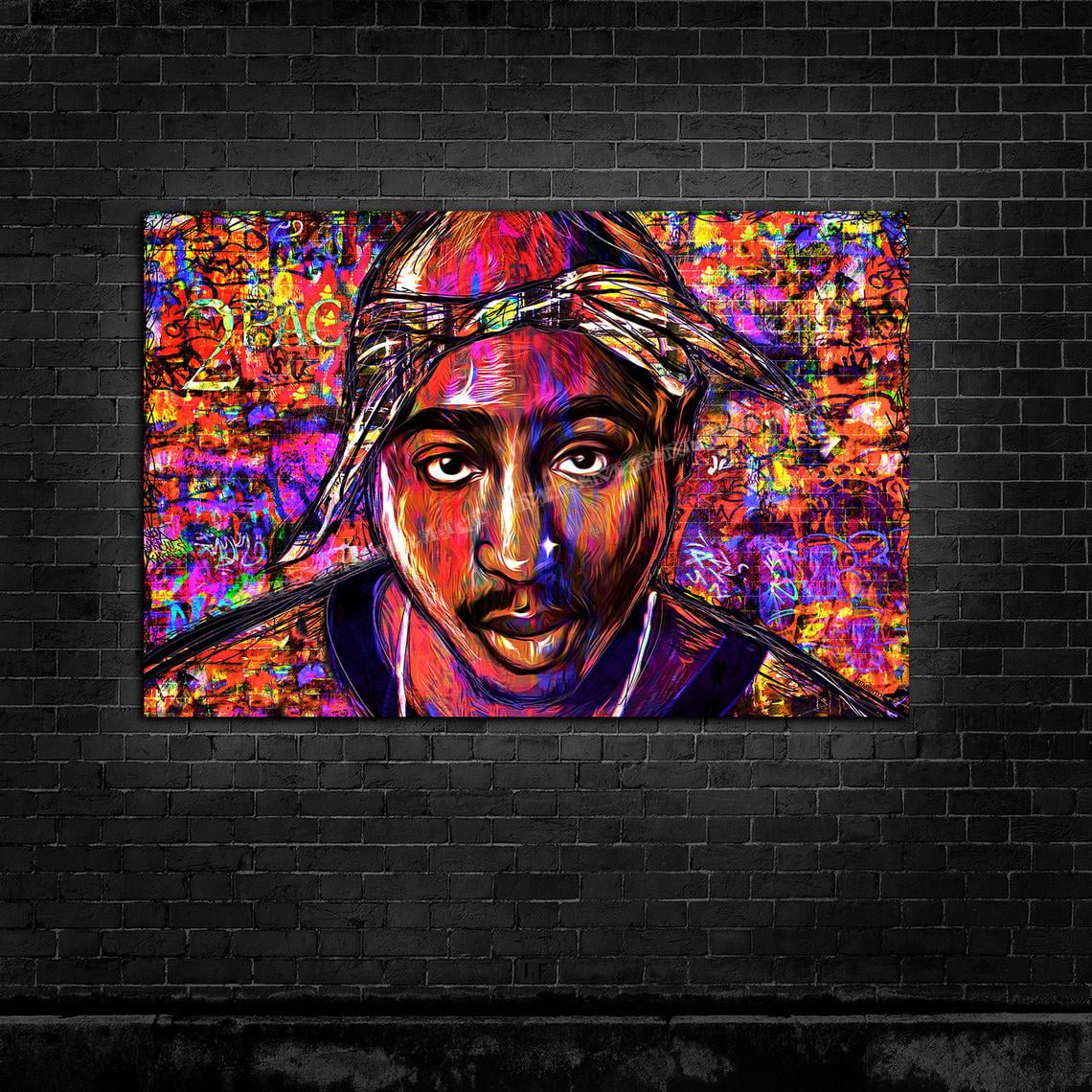 Tupac Shakur Original Artwork by MEMENTO" BIG 40x26 Canvas Print - Rap ...
