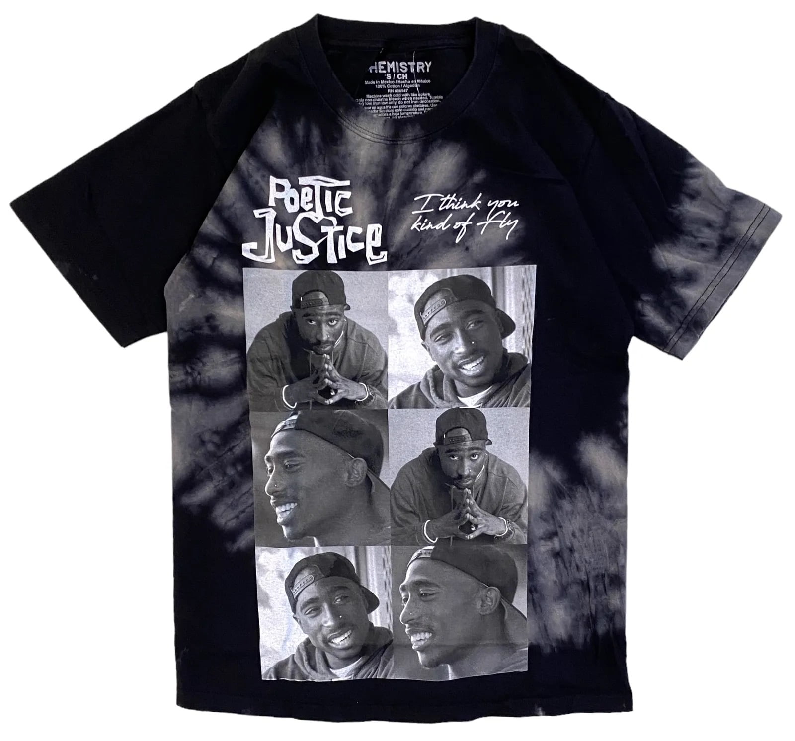 Tupak Shakur Men's T-Shirt Poetic Justice Movie Genuine Merch Black Tie ...