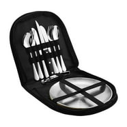 Navaris Titanium Folding Utensil Set - Fork Knife Spoon Foldable Metal ...