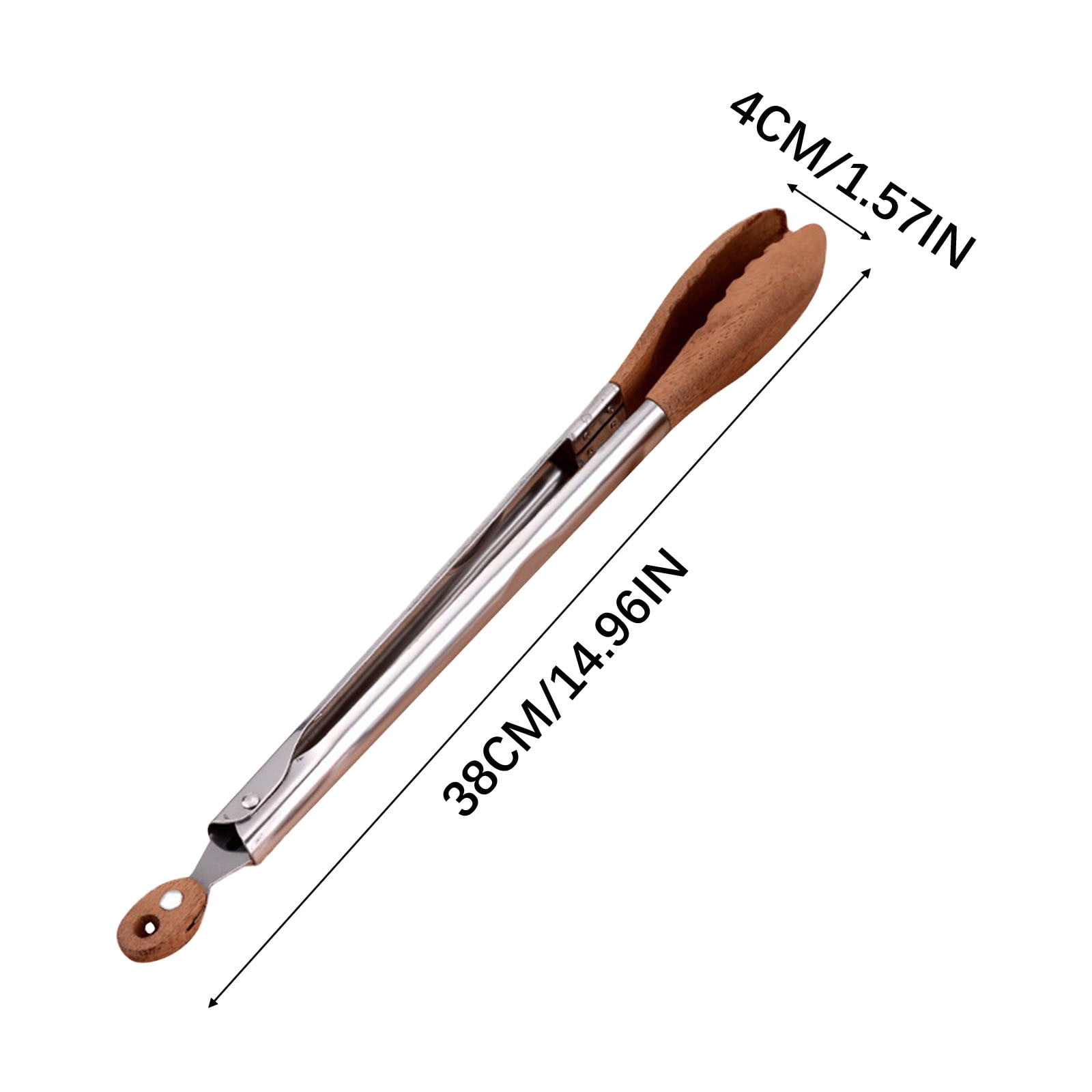 Tuphregyow 9-inch & 12-Inch Stainless Steel Walnut Wooden Food Tongs ...