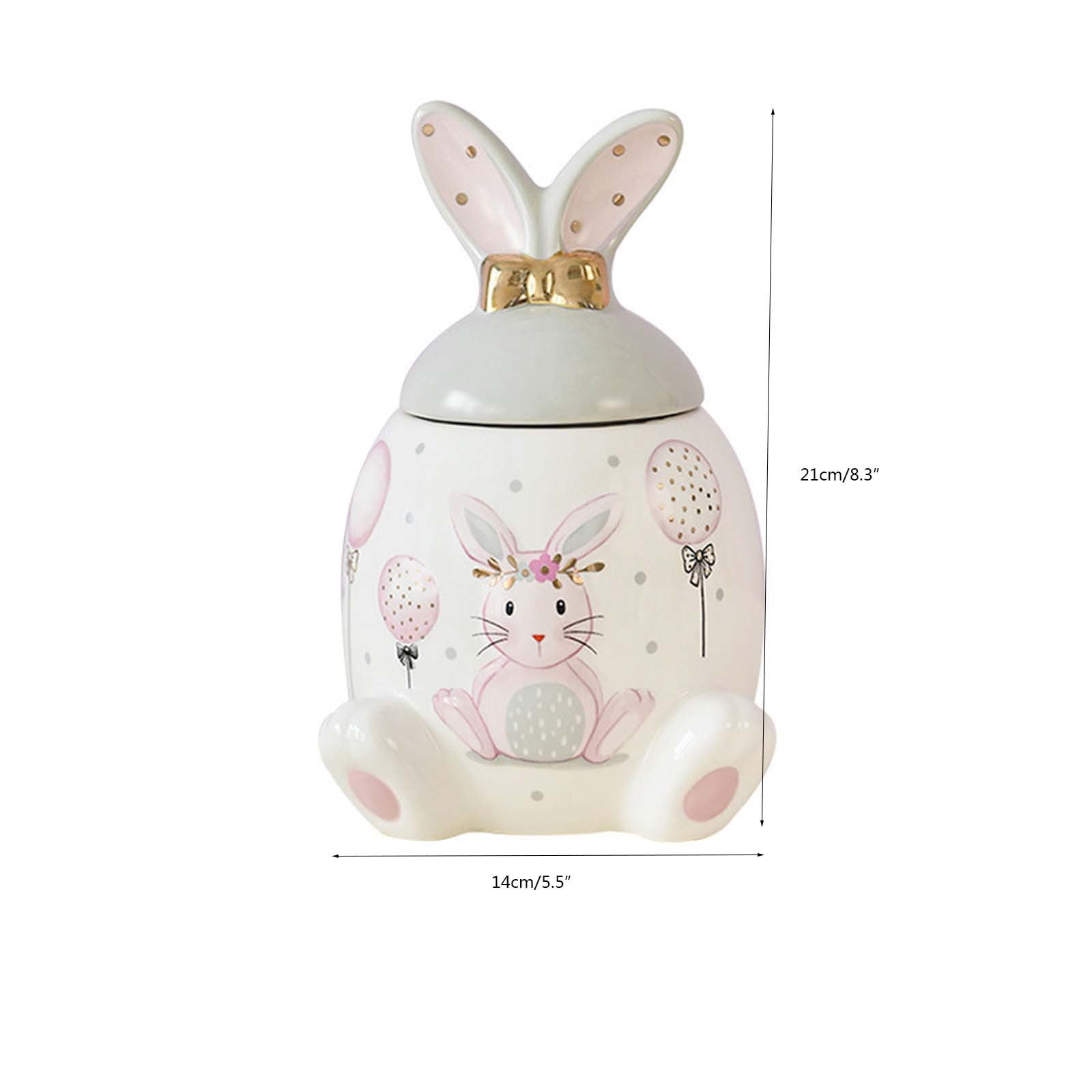 Tuphregyow Large Capacity Ceramic Storage Jar with Easter Bunny Design ...