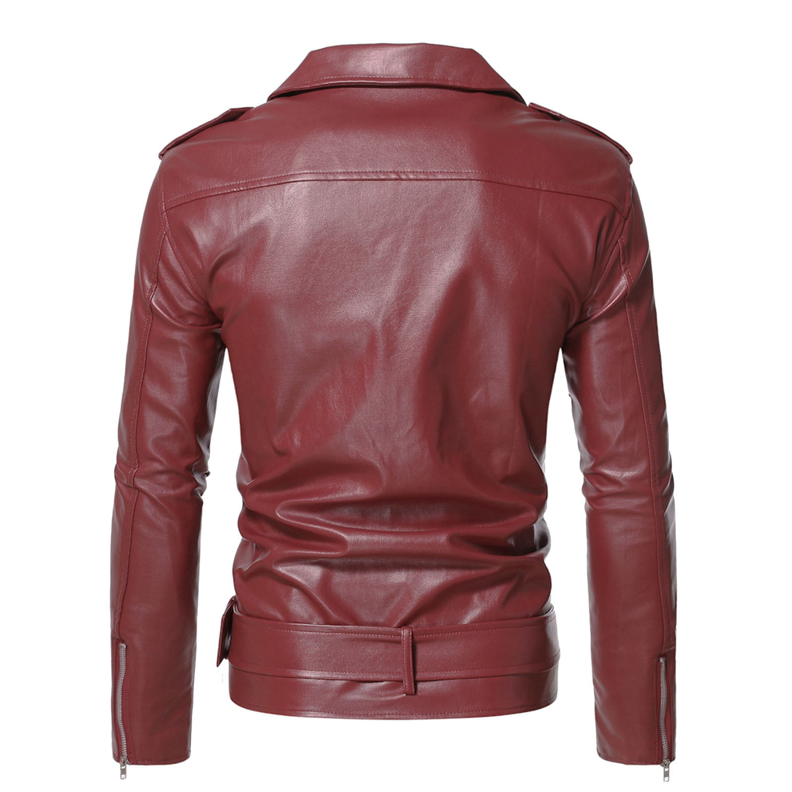 Tuphregyow Men Leather Jackets Zip-Up Casual Winter Slim Biker Coat ...
