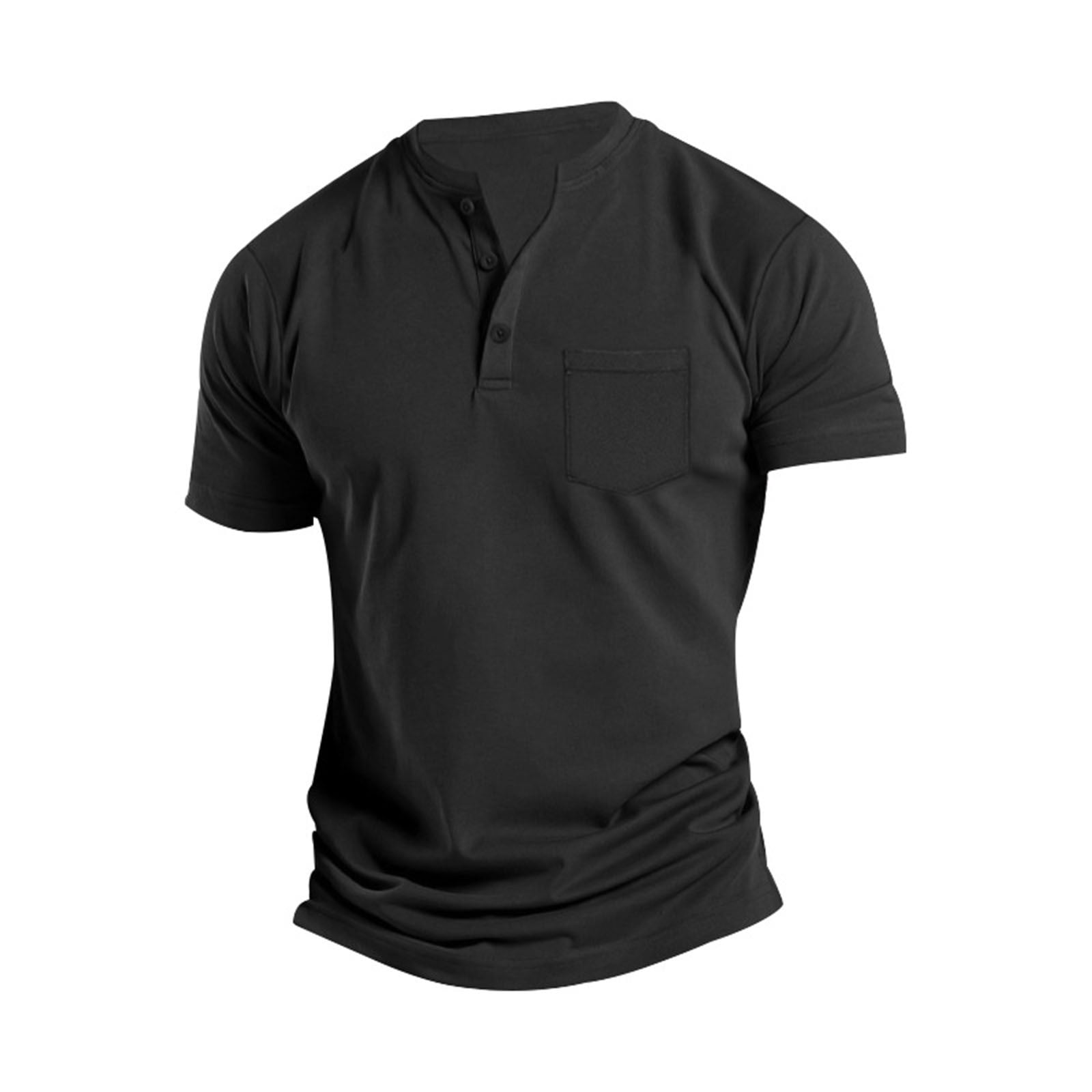 Tuphregyow Mens Slim Fit Short Sleeve Round Neck Pocket Casual Sports