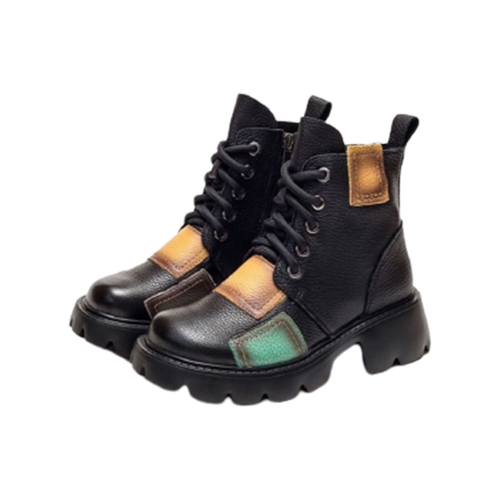 Tuphregyow New Arrival Women's Round Toe Lace Up Low Heel Short Woolen ...