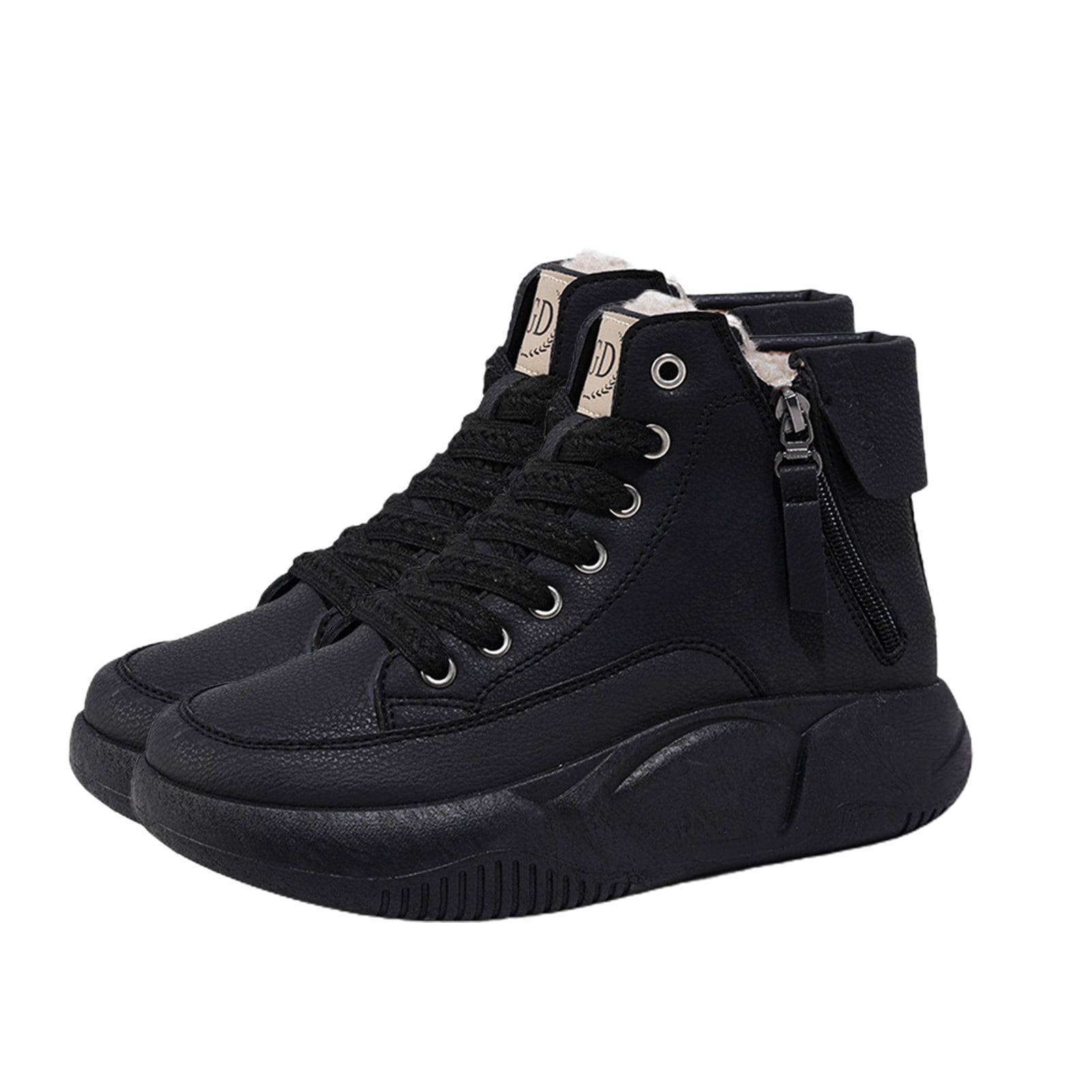 Tuphregyow New Women's Double Zipper High Top Winter Cotton Shoes ...