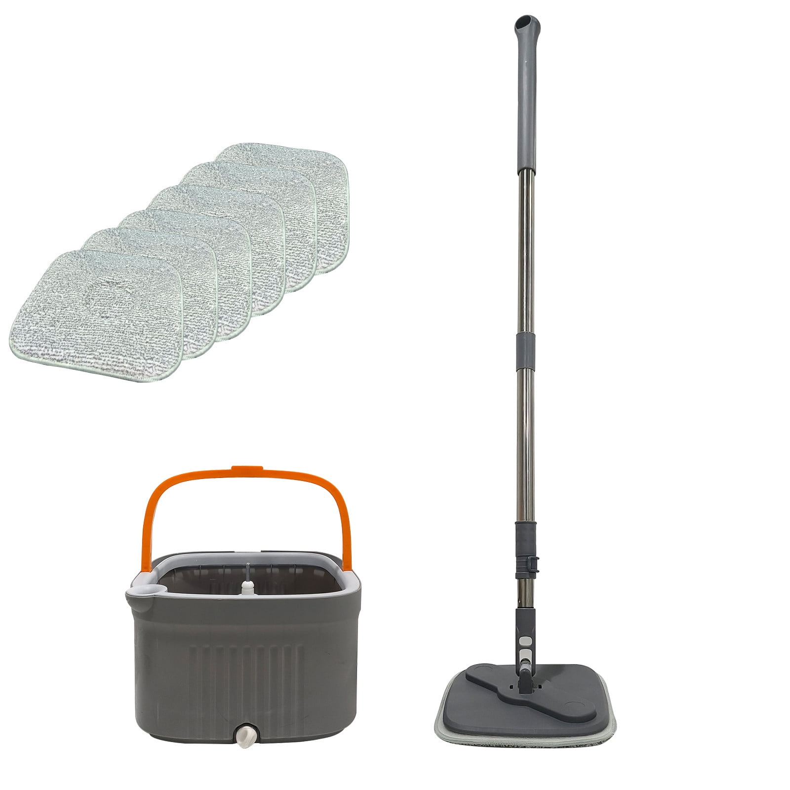 Tuphregyow Stainless Steel Telescopic Spin Mop and Bucket Set with Self ...