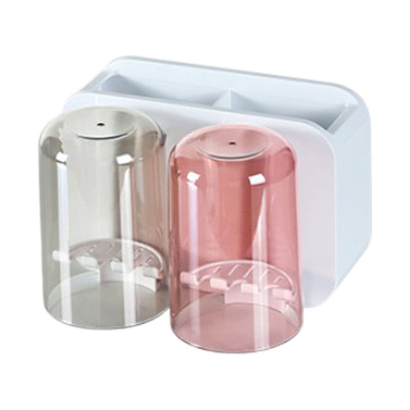 Tuphregyow Wall-Mounted Toothbrush Cup Holder Set with Dispenser Tray ...