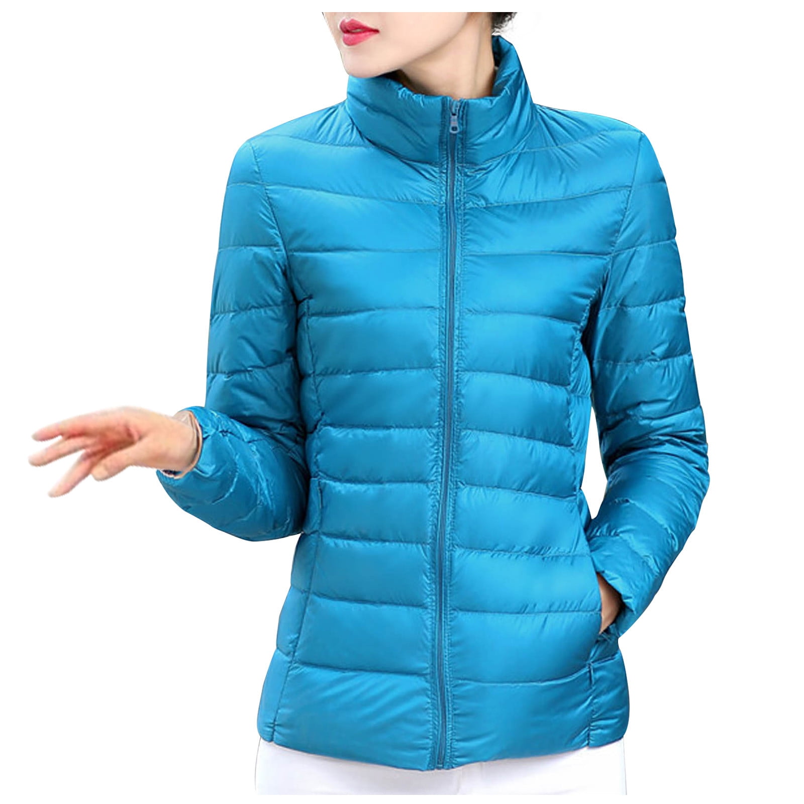 Tuphregyow Women Packable Puffer Jacket Trendy with Travel Stand Collar ...