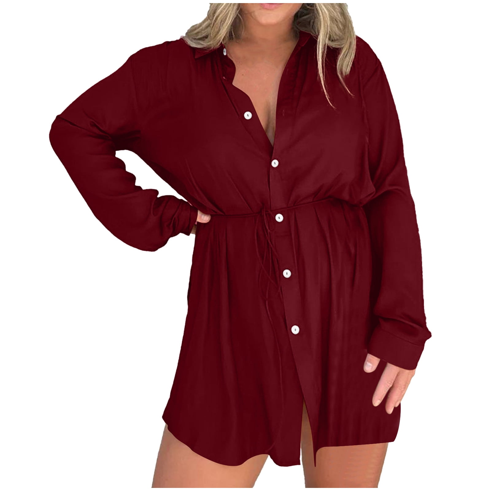 Tuphregyow Women's Casual V Neck Button Down Long Sleeve Jumpsuit ...