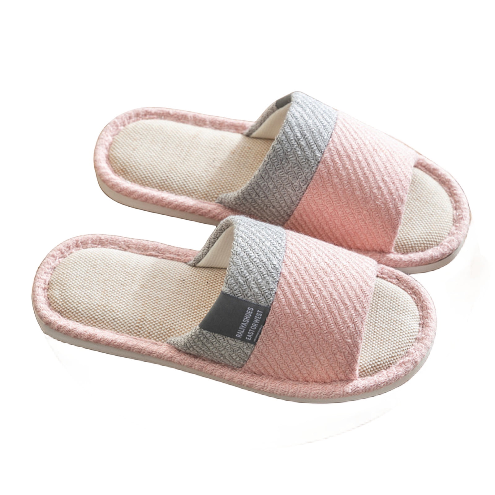 Tuphregyow Women's Indoor Non Slip Slippers with Grips Linen Sliding ...