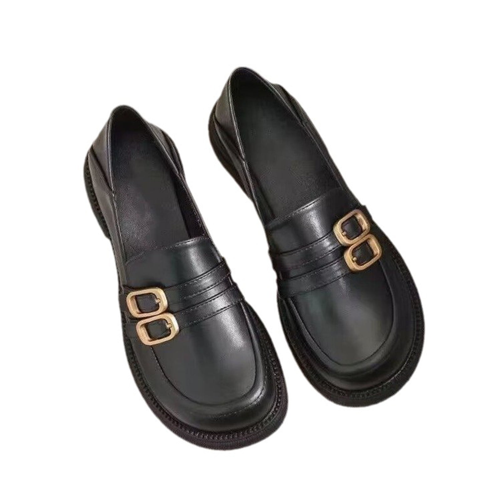 Tuphregyow Women's Round Toe Leather Flat Shoes Waterproof, Lightweight ...