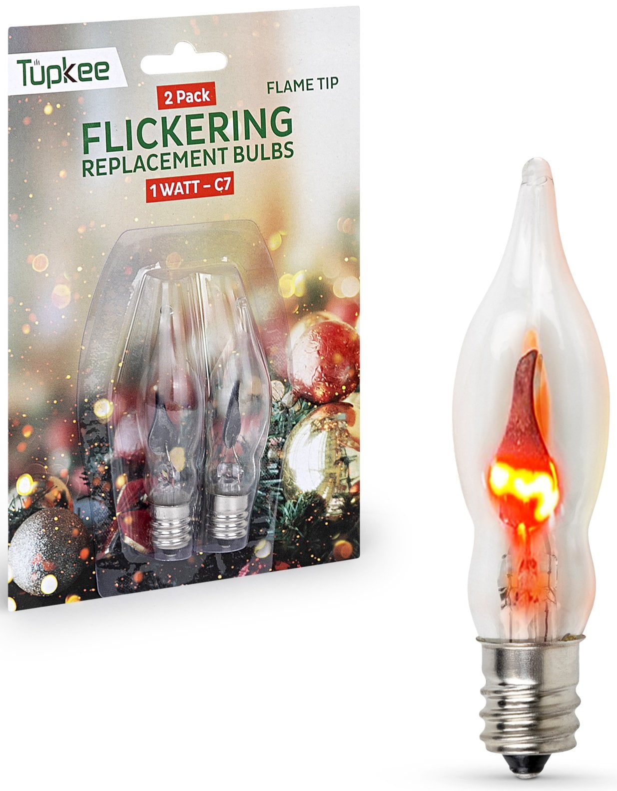 Tupkee C7 Flickering Flame Tip Bulb 1W, Incandescent Light Bulb with a ...