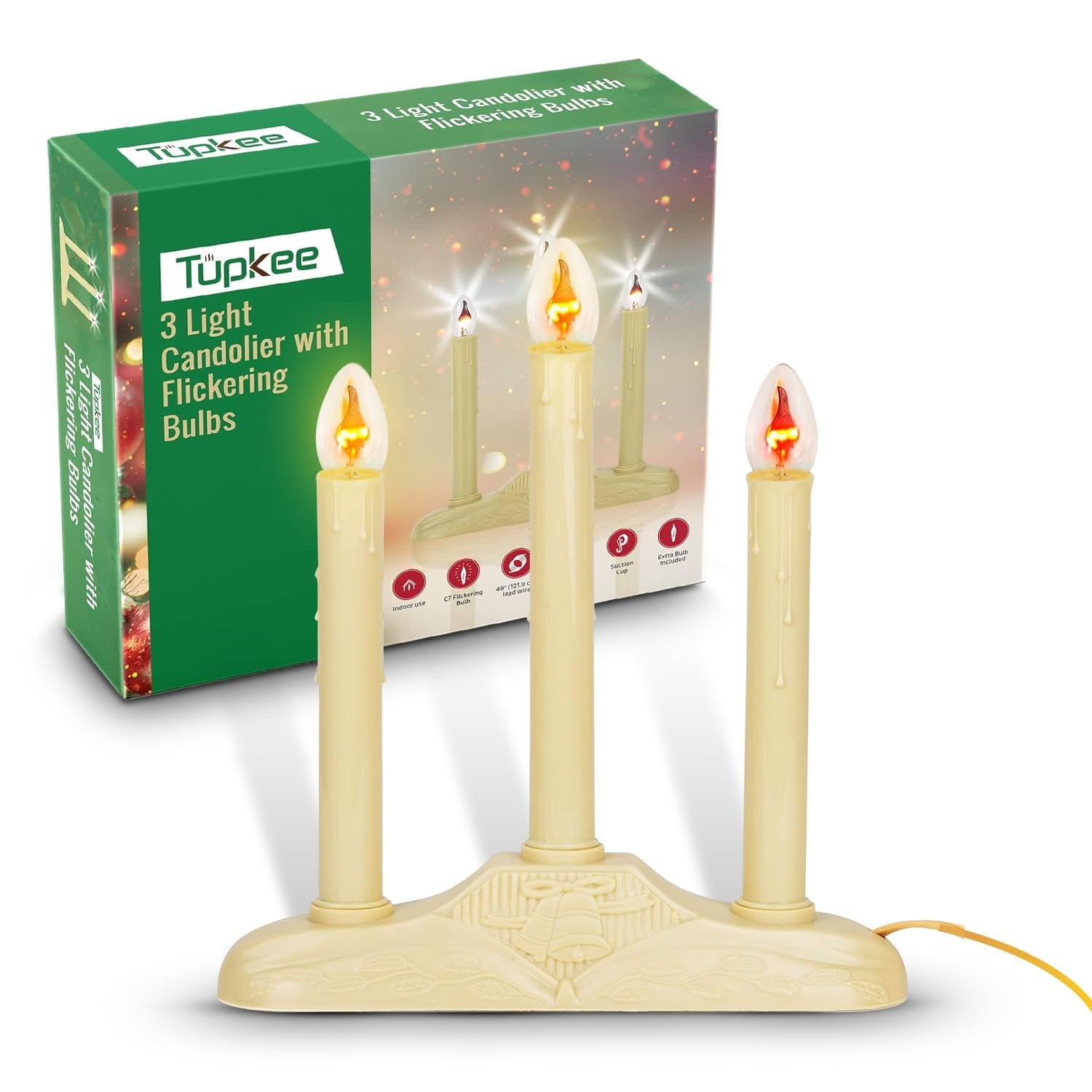 Tupkee Christmas Candolier Window Candles with Flickering Bulbs 3 ...