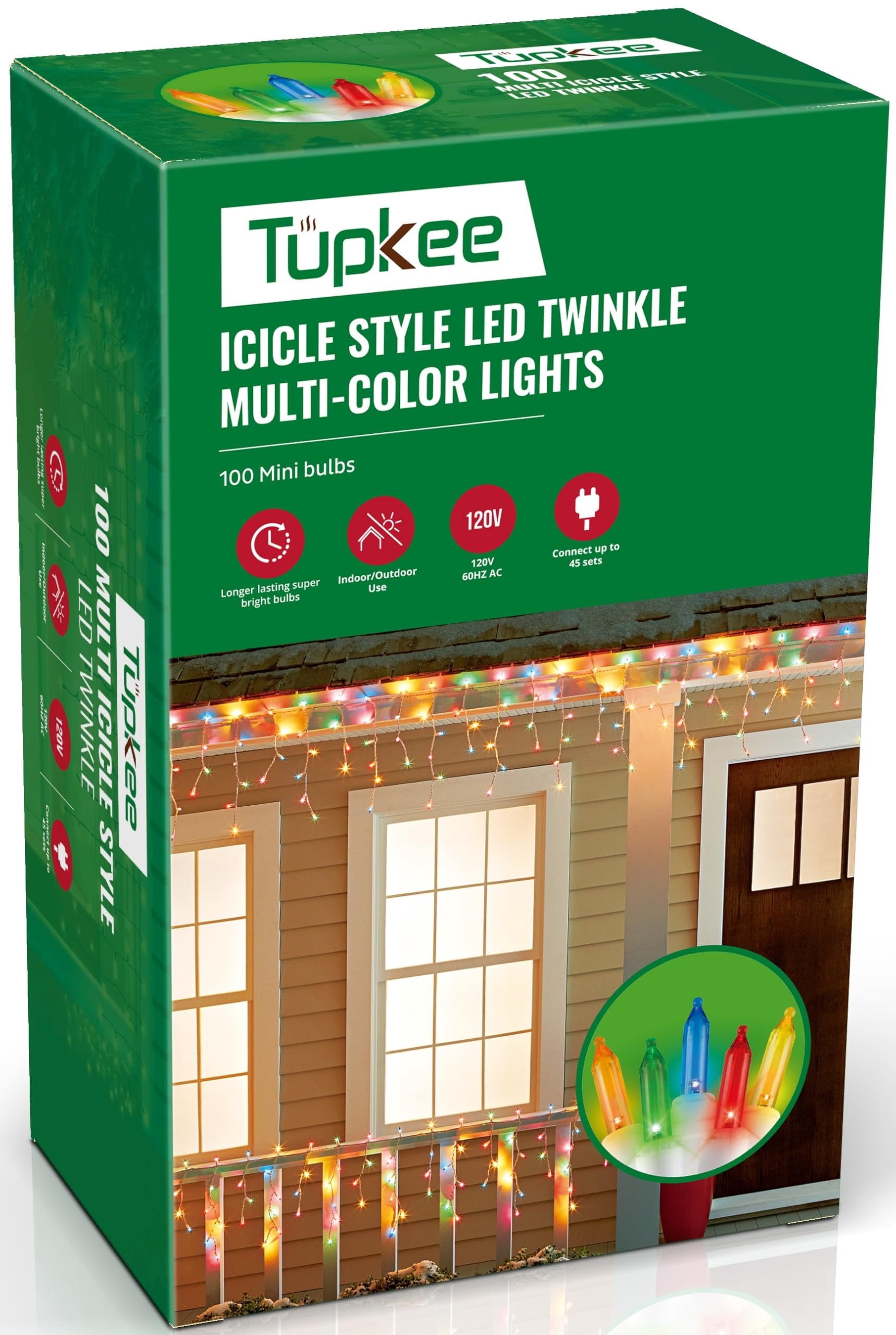 Tupkee Christmas Twinkle Icicle Lights - 12 of 100 Bulbs Twinkle - 5.5 ...