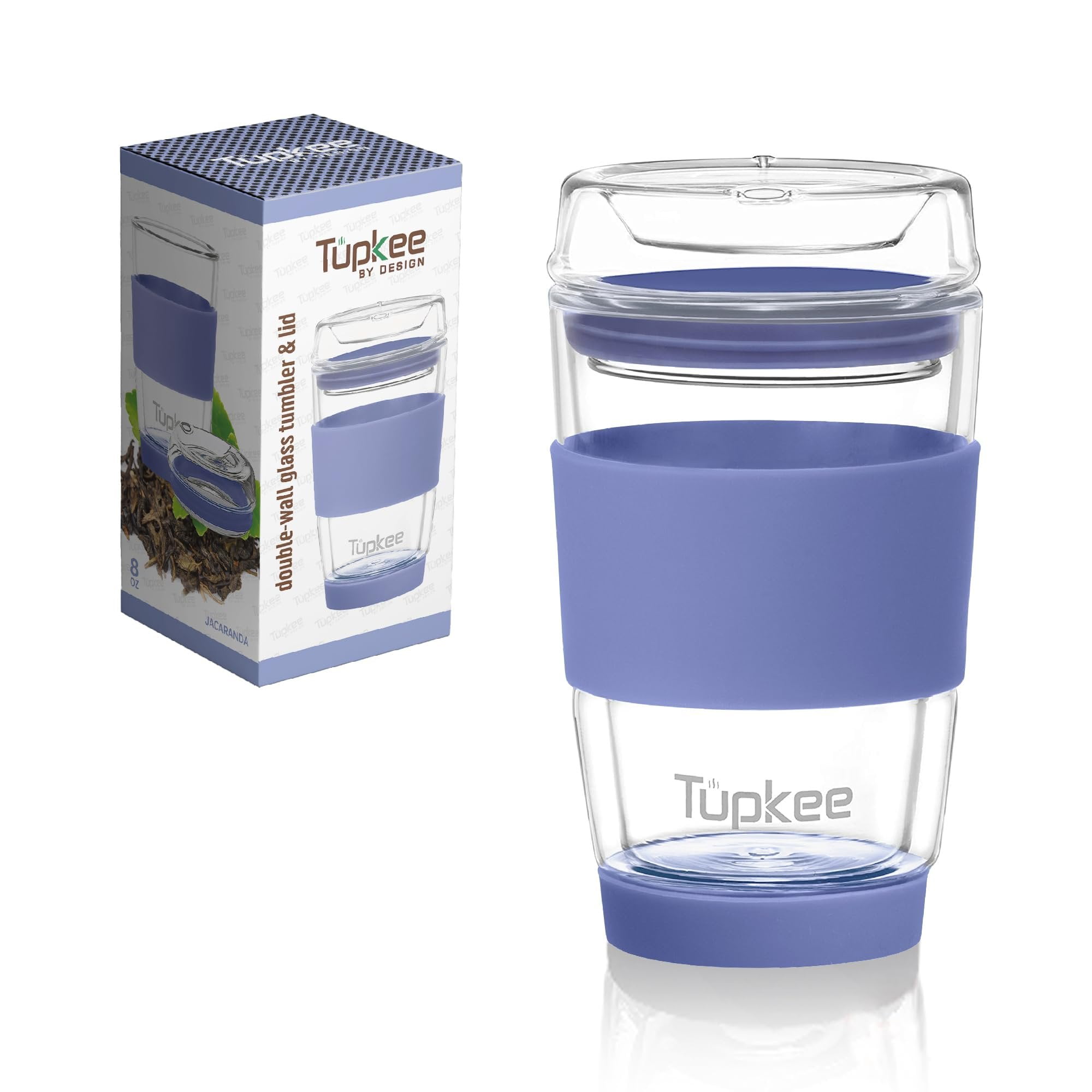 Tupkee Double Wall Glass Tumbler - 8-Ounce, All Glass Reusable ...
