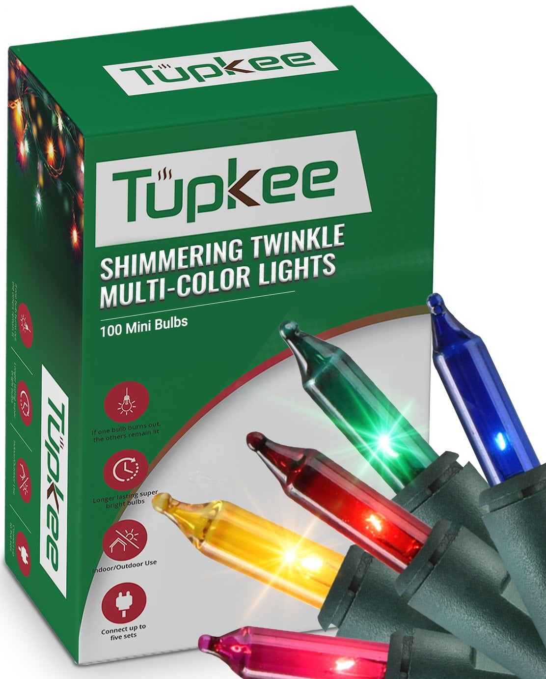 Tupkee Christmas Random Shimmering Twinkle Lights, Multi-Color Bulbs ...