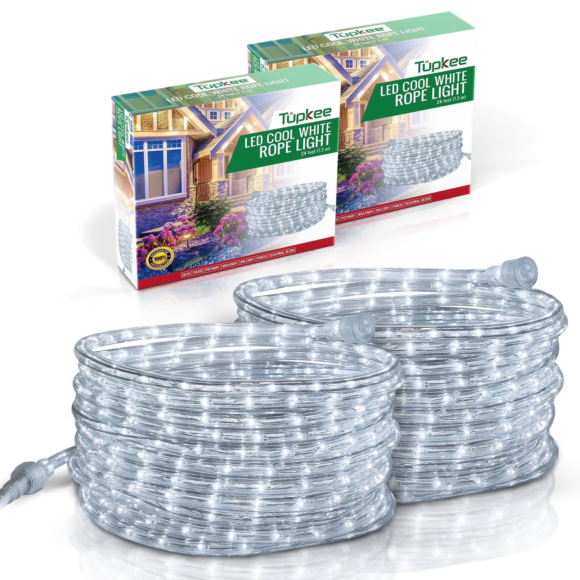 Free Shipping! Tupkee LED Rope Light Cool-White - 24 Feet 7.3 m, for ...