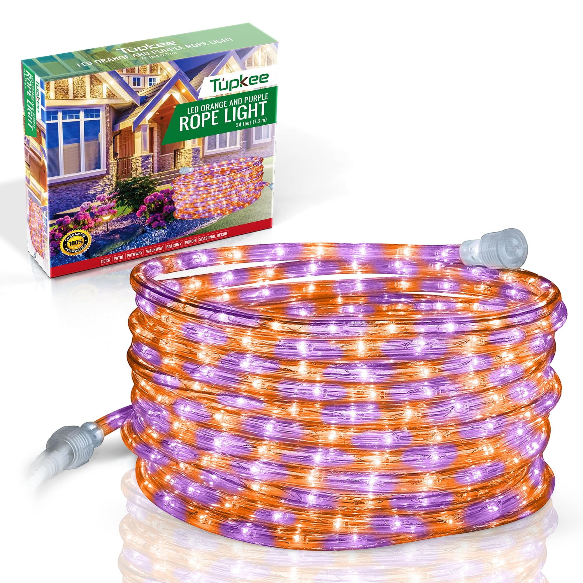Tupkee LED Rope Light Orange & Purple - 24 Feet 7.3 m, for Indoor and ...