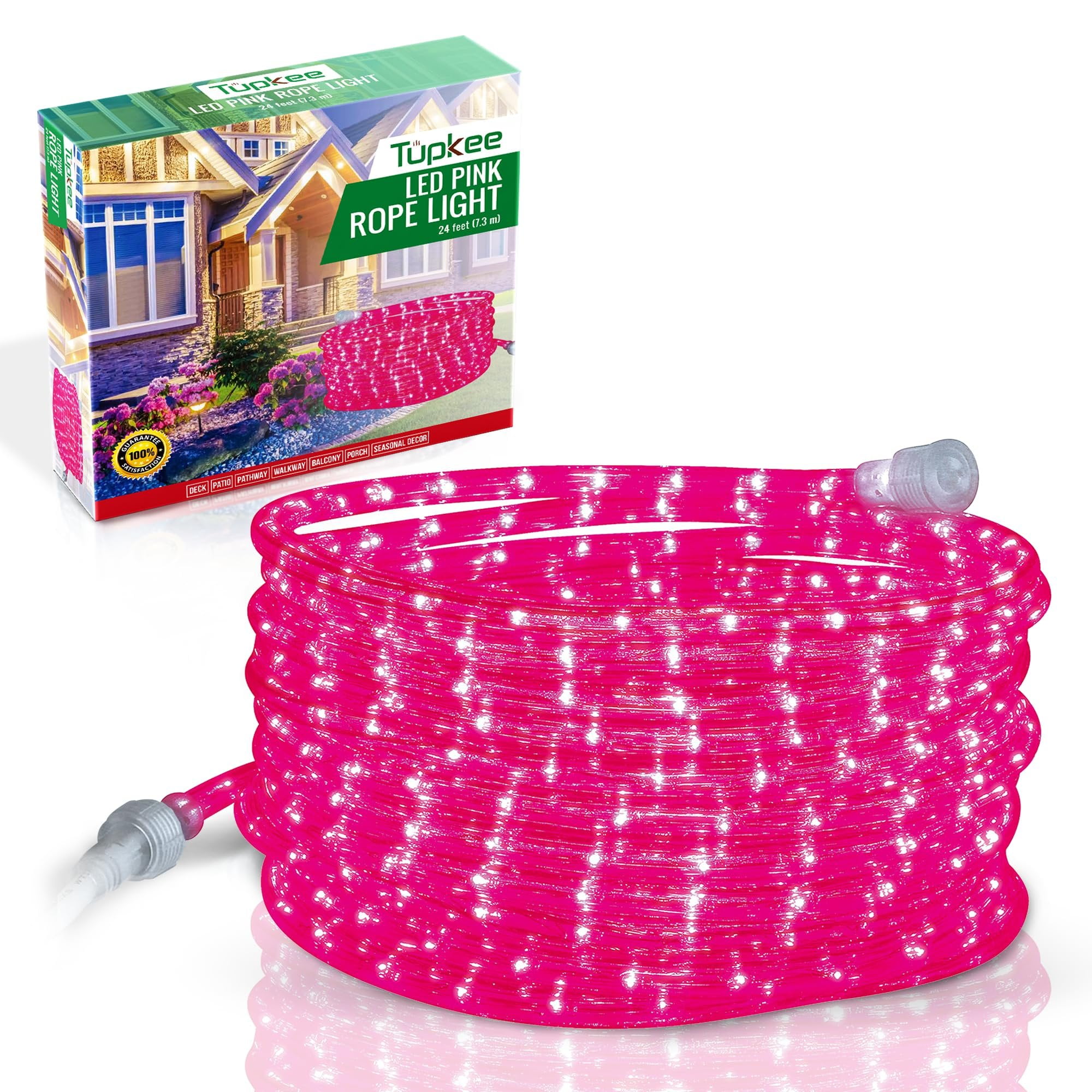 Tupkee LED Rope Light Pink - 24 Feet 7.3 m, for Indoor and Outdoor use ...
