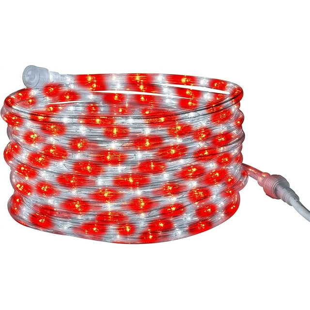 Tupkee LED Rope Light Red & White - Candy Cane Peppermint Rope Lights ...