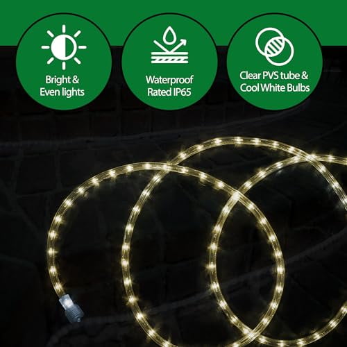 Tupkee LED Rope Light Warm-White - 24 Feet (7.3 m), for Indoor and ...