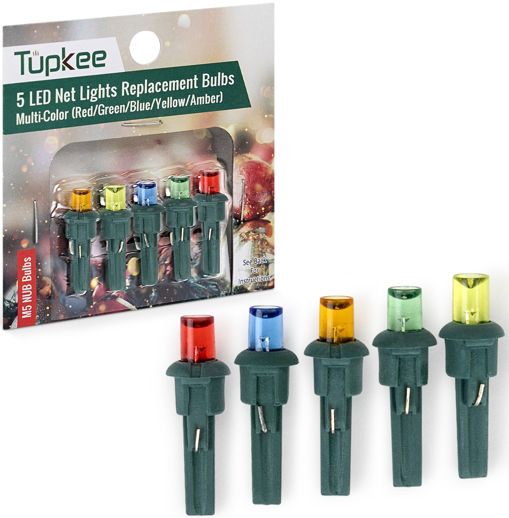 Tupkee Net Lights Replacement Bulbs - LED Multi-Color M5 NUB Bulbs - 5 ...