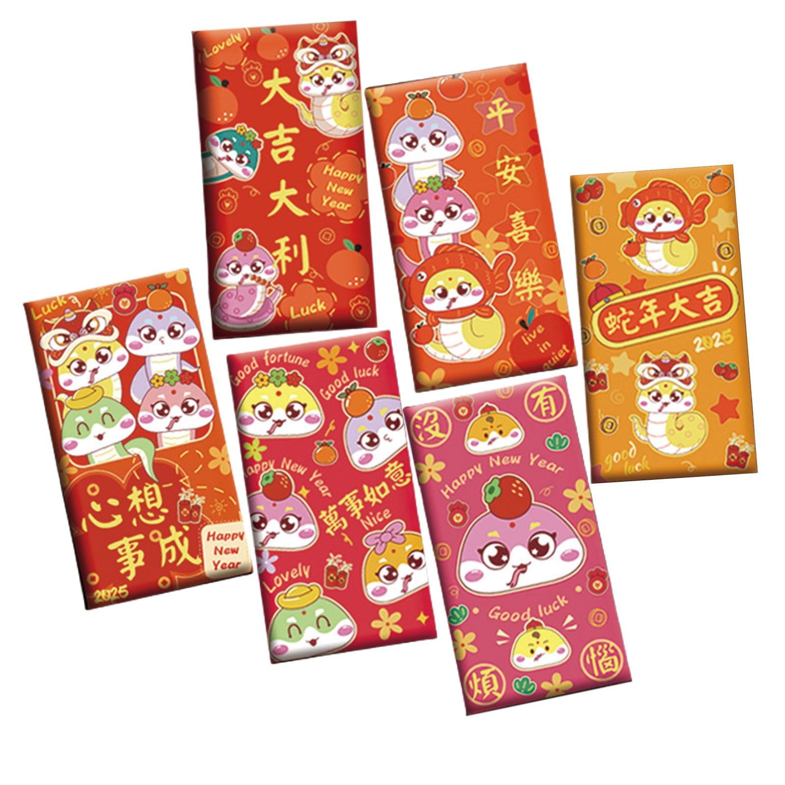 Tuplbcv 6Pcs Red Envelopes Chinese New Year Envelopes For 2025 New Year ...