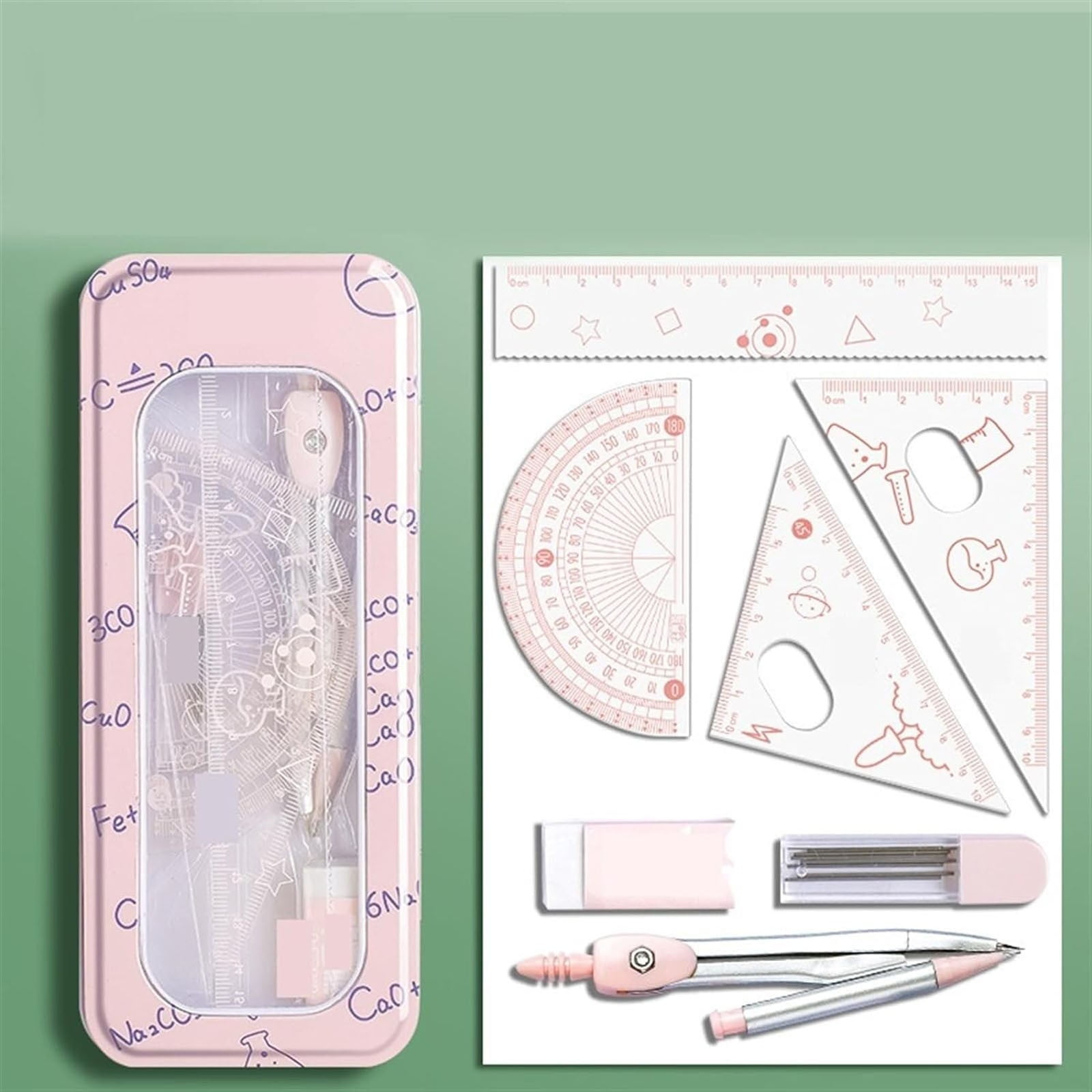Tuplbcv Compasses Set Geometry Tool 8 Pieces Ruler Pencil Set Geometry ...