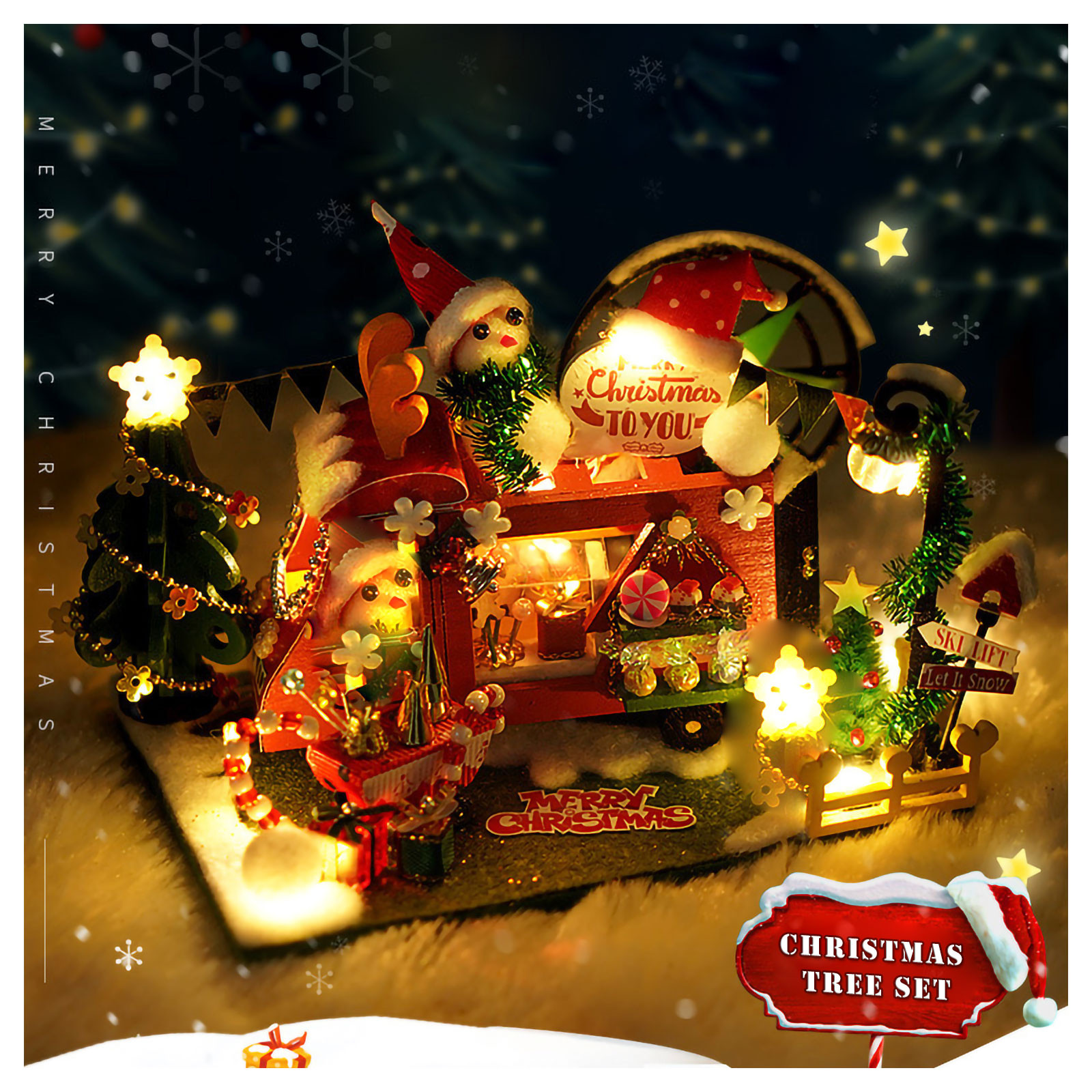 Tuplbcv Diy Hut Christmas Hut Wooden Handmade Gift Decoration Christmas ...