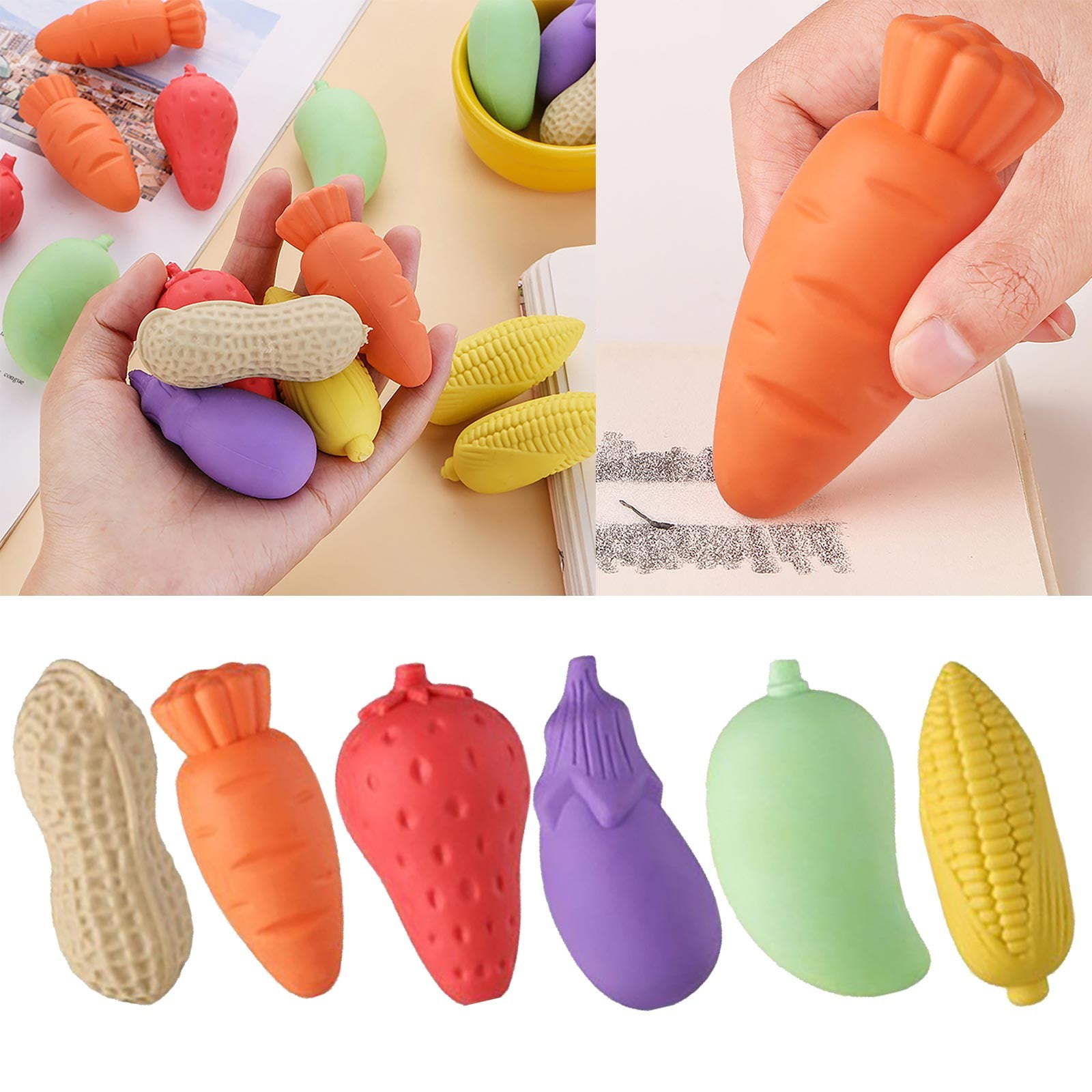 Tuplbcv Fruit Carrot Eraser. Cute Eraser That Erases Cleanly Without ...
