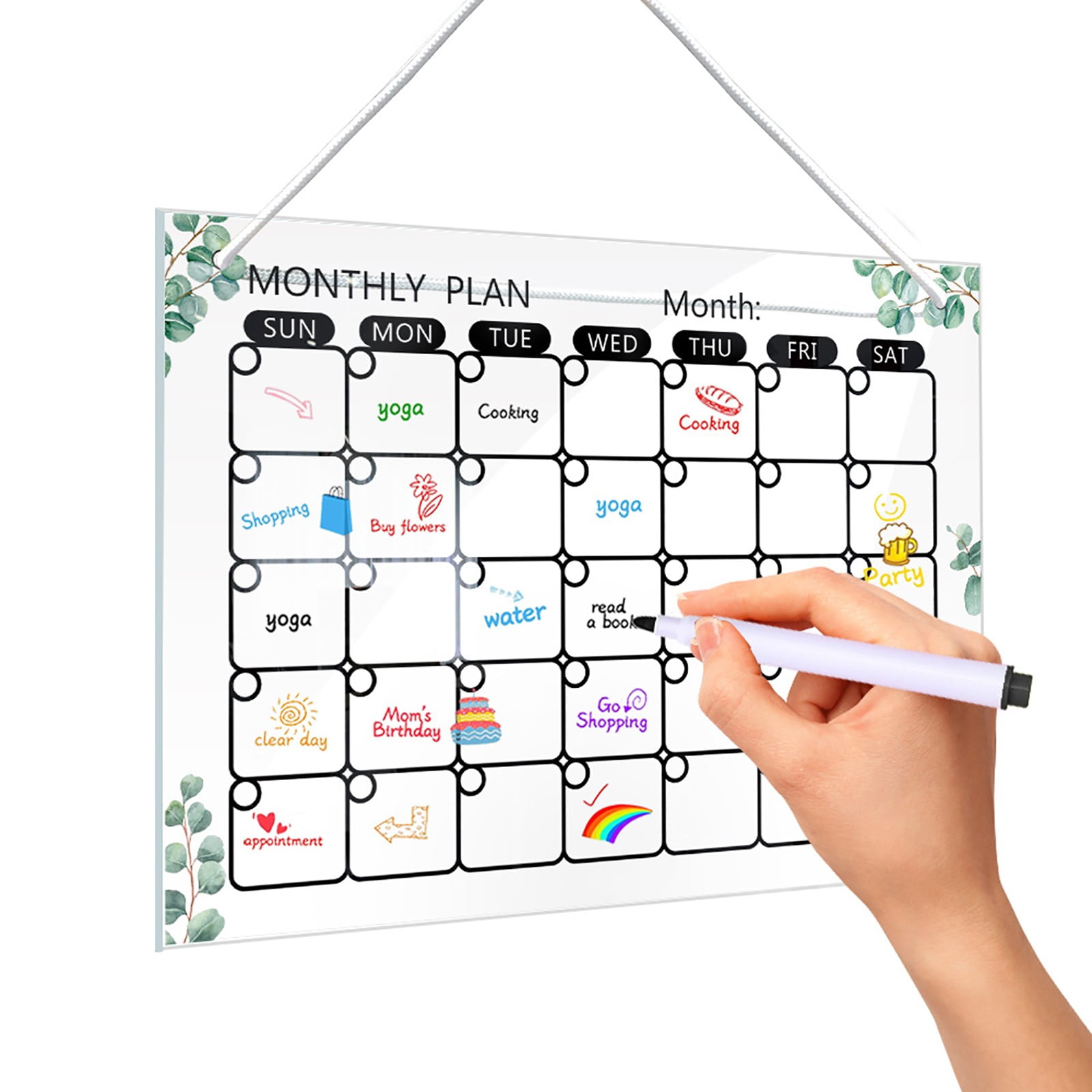 Tuplbcv Hanging Erasable Acrylic Weekly Planner Note Board Lanyard ...