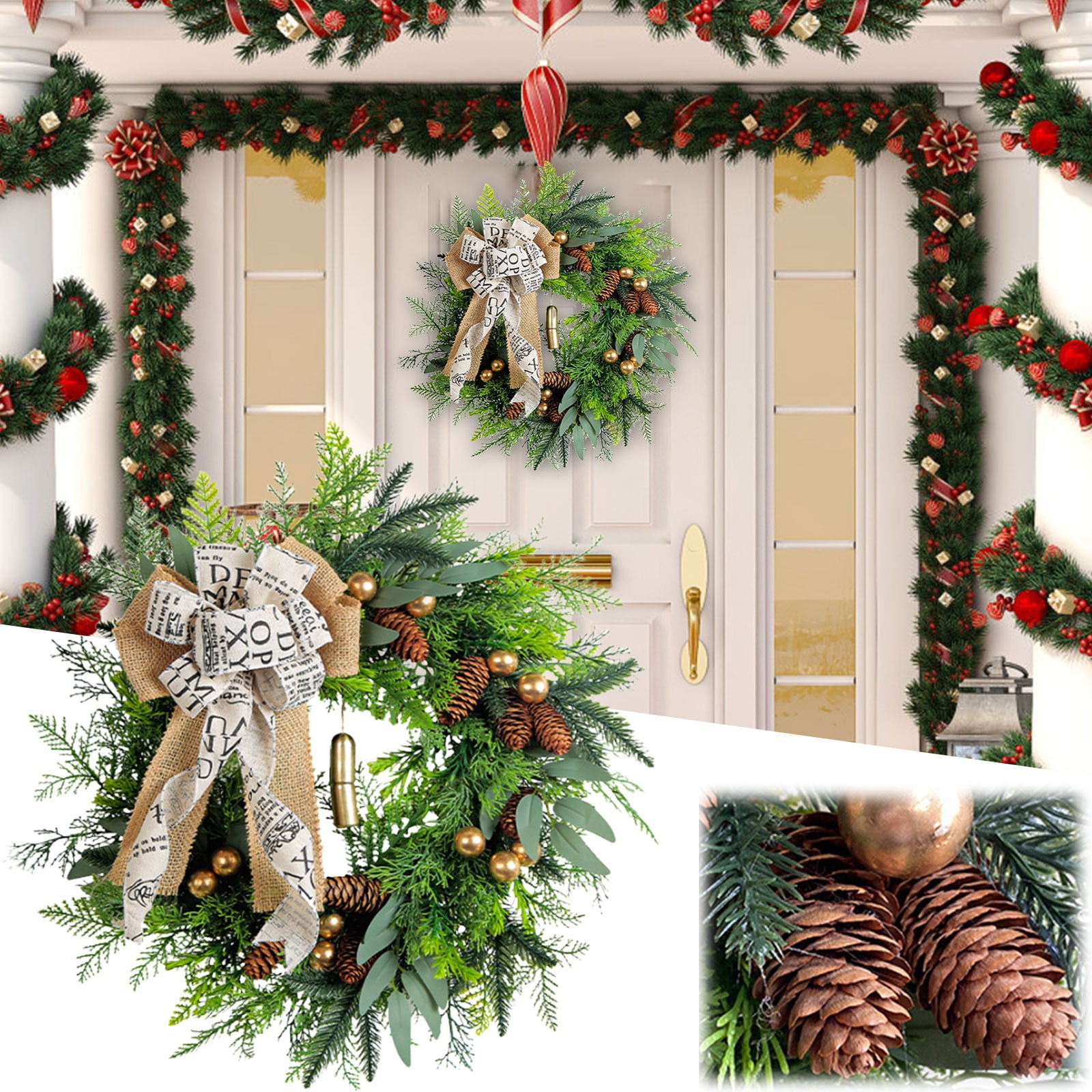 Tuplbcv Love Border Station Christmas Bell Wreath Christmas Door ...
