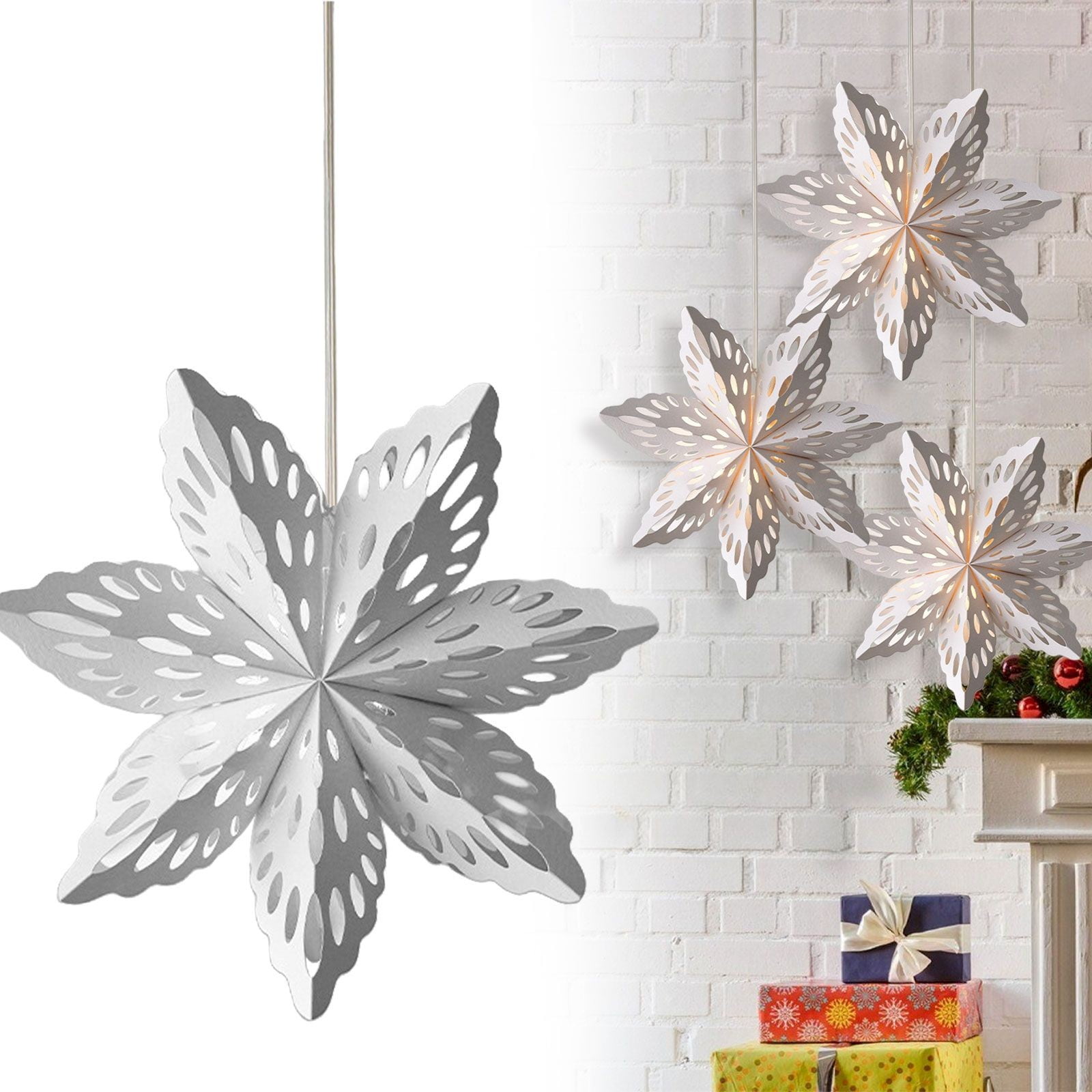 Tuplbcv Paper Snowflakes With Lights Light Up Paper Snowflakes ...