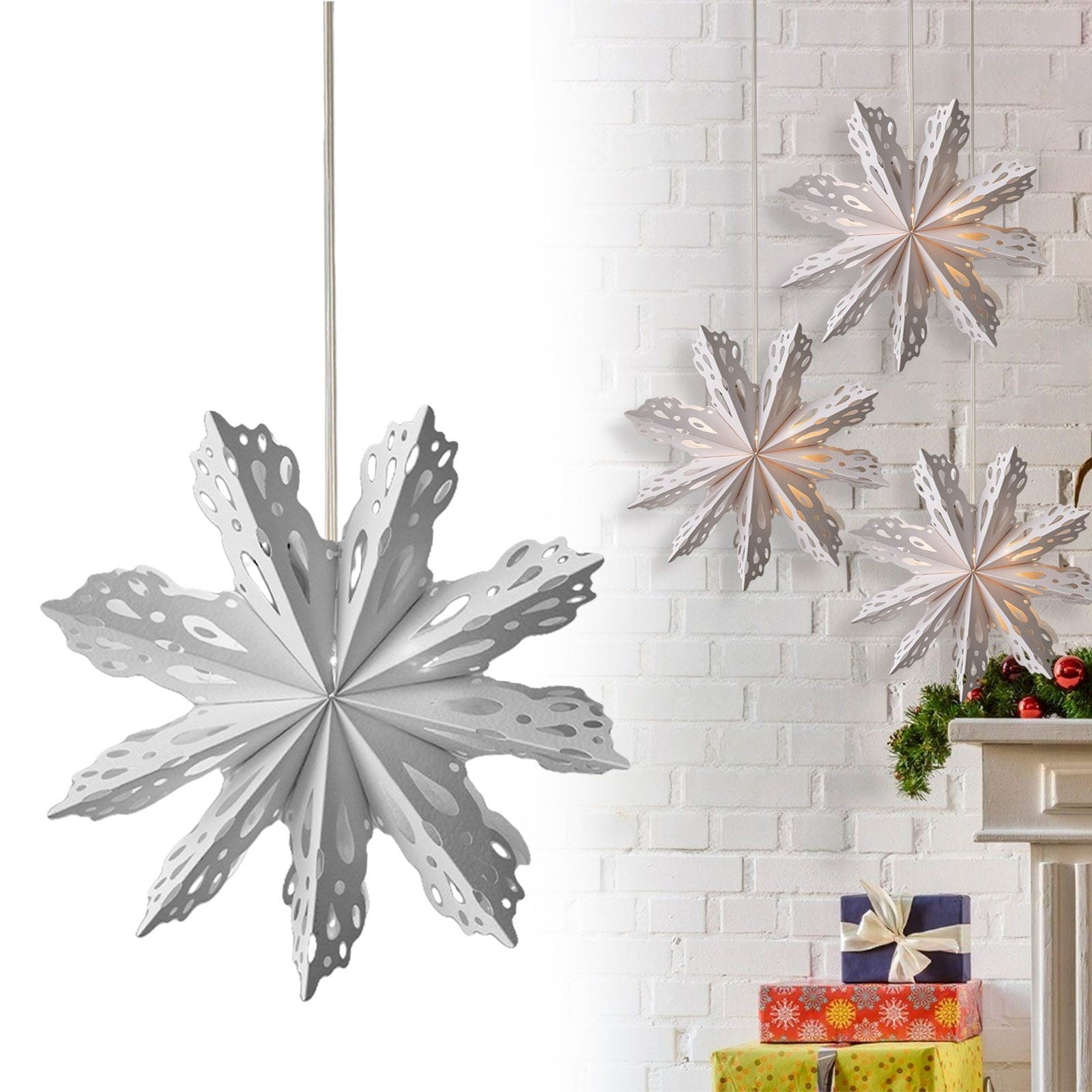 Tuplbcv Paper Snowflakes With Lights Light Up Paper Snowflakes ...