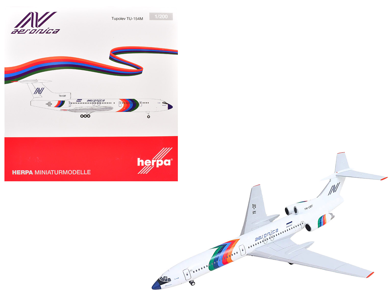 Tupolev TU-154M Commercial Aircraft "Aeronica" (YN-CBT) White with ...