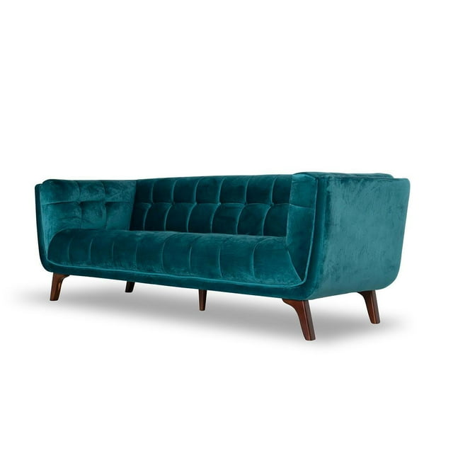 Tupper Mid-Century Living Room Tufted 78" Back Turquoise Velvet ...