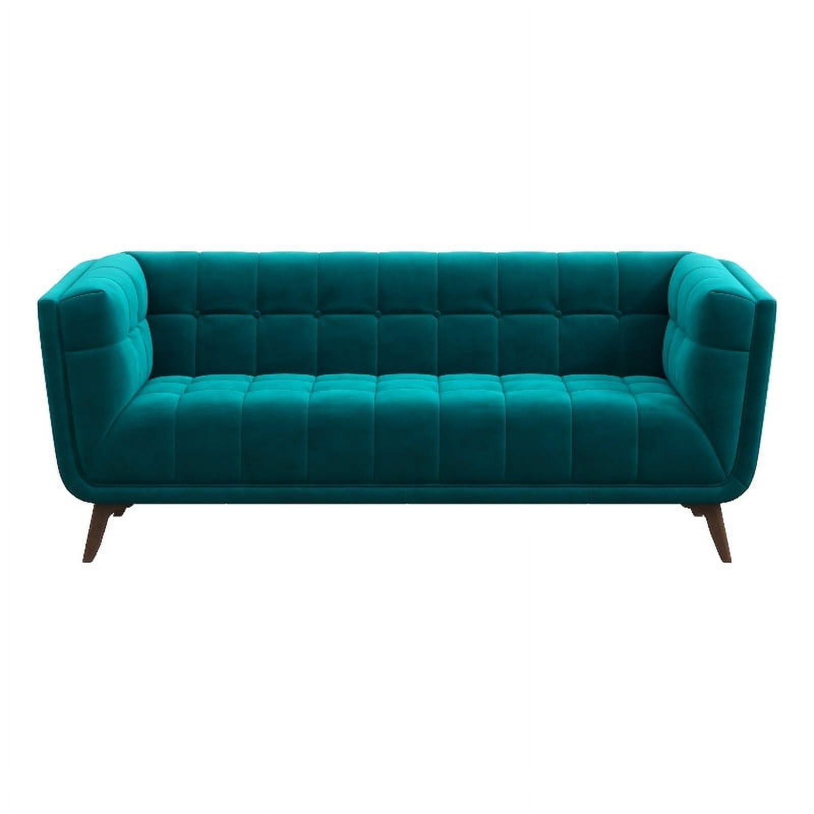 Tupper Mid-Century Living Room Tufted 78" Back Turquoise Velvet ...
