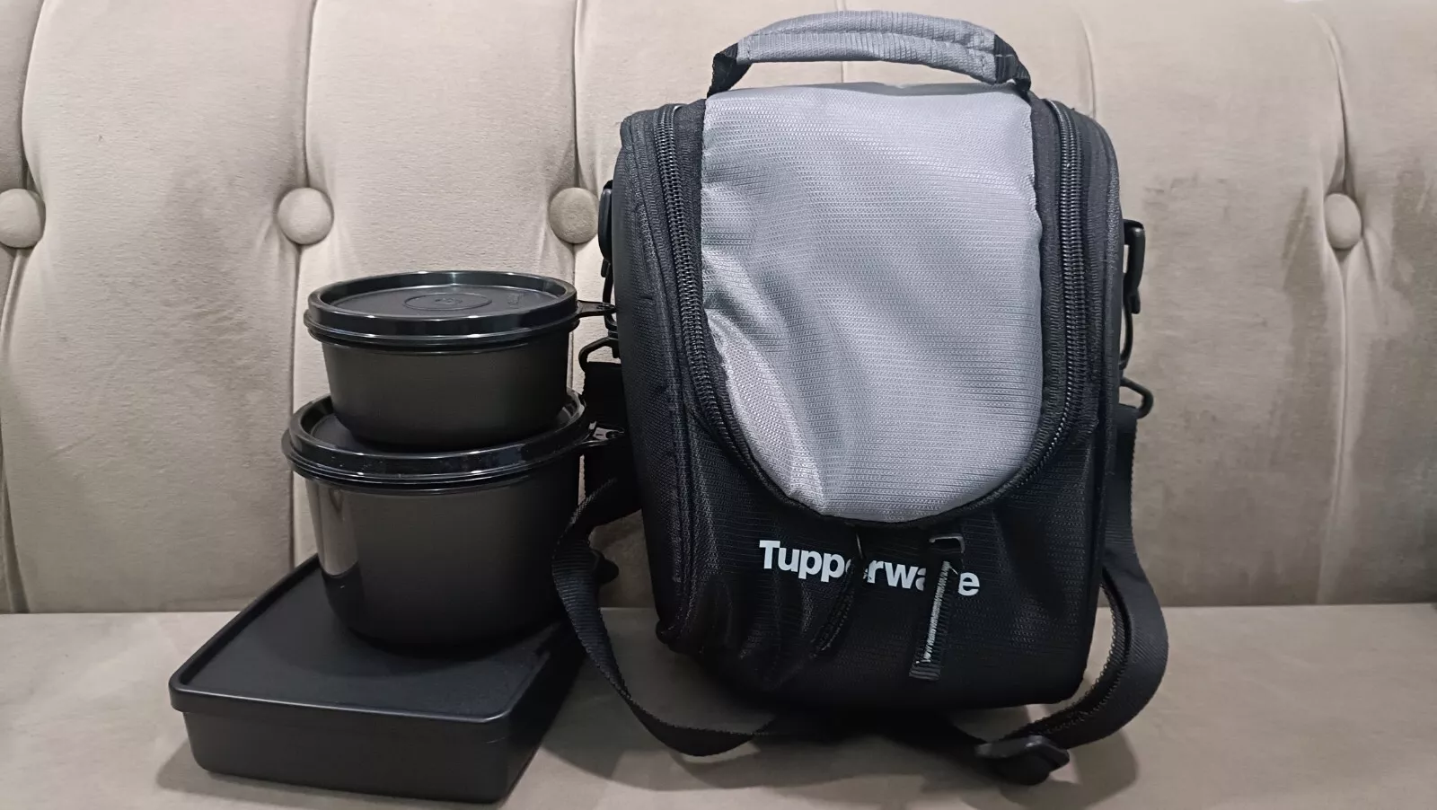 Tupperware 3 pcs Lunch Box Set with Bag Black Men Special Halloween ...