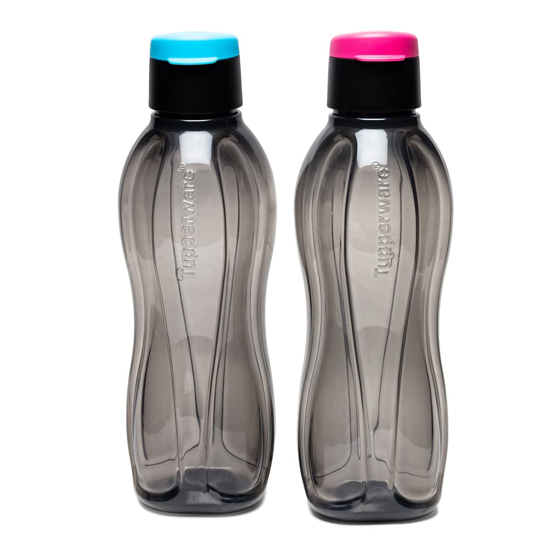 Tupperware Aquasafe Xtreme Plastic Bottle - 1L Set of 2 (Black, Blue ...