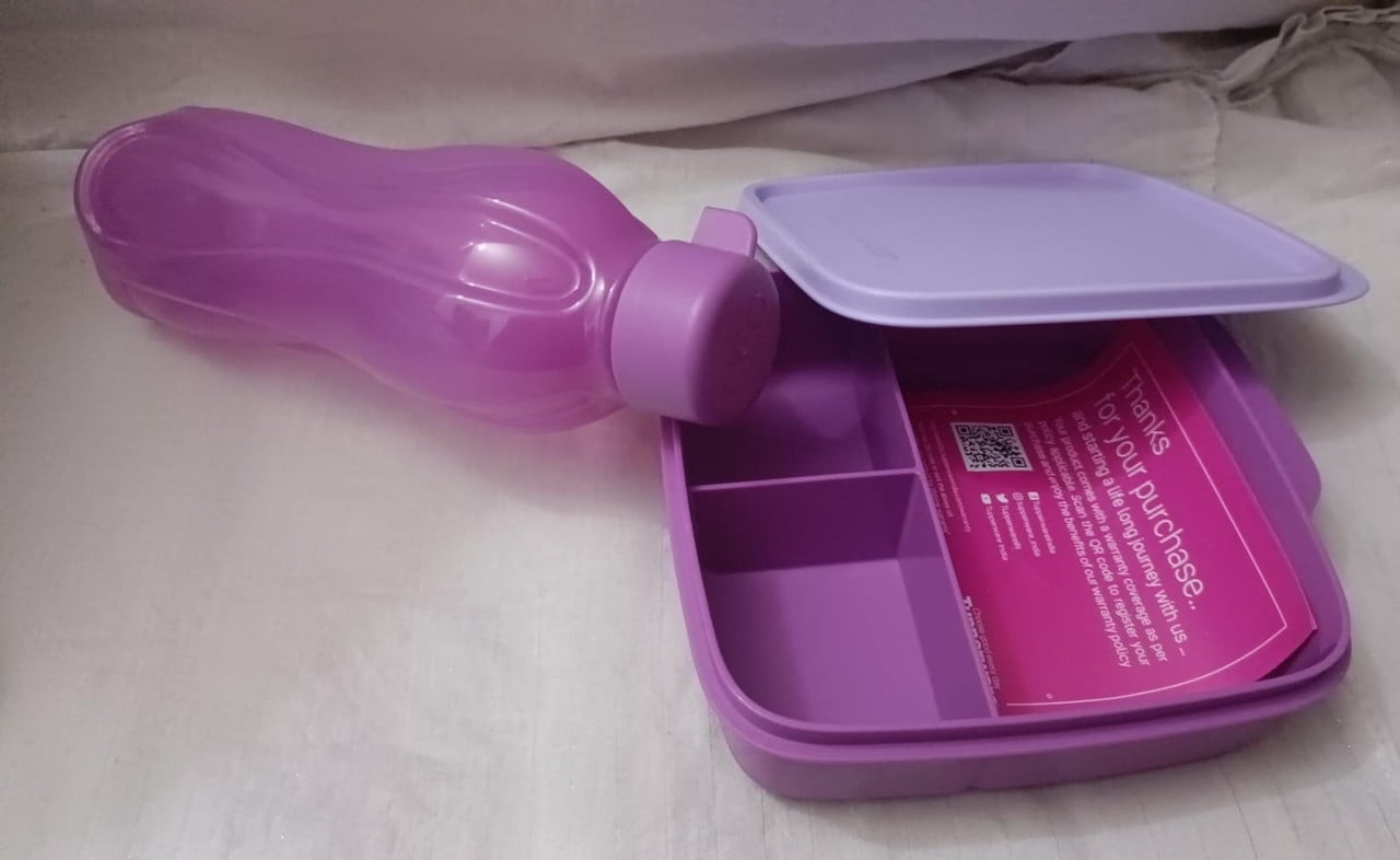 Tupperware Bottle 500 Ml & Lunch Box Set With 3 Divider, Snack ...