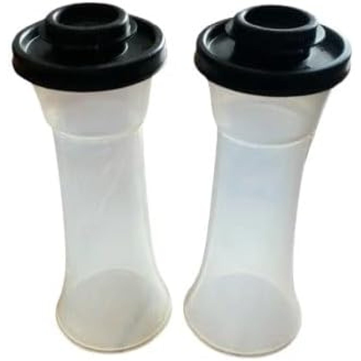 Tupperware Large Hourglass Salt and Pepper Shaker Set Black Seal ...