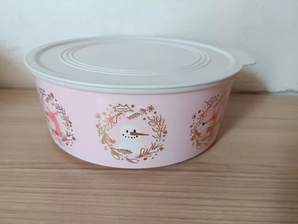 Tupperware New Christmas Gift Base Line Cookie Canister Pink Winter Joy ...