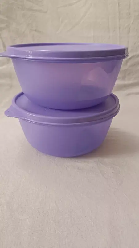 Tupperware Pack of 2 SS Bowl Purple Nesting Food Storage Container Set ...