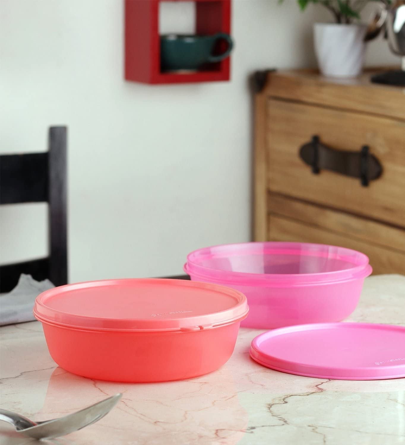 Tupperware SS Plastic Solid Bowl, Pink, 1L, 2 Pieces - Walmart.com