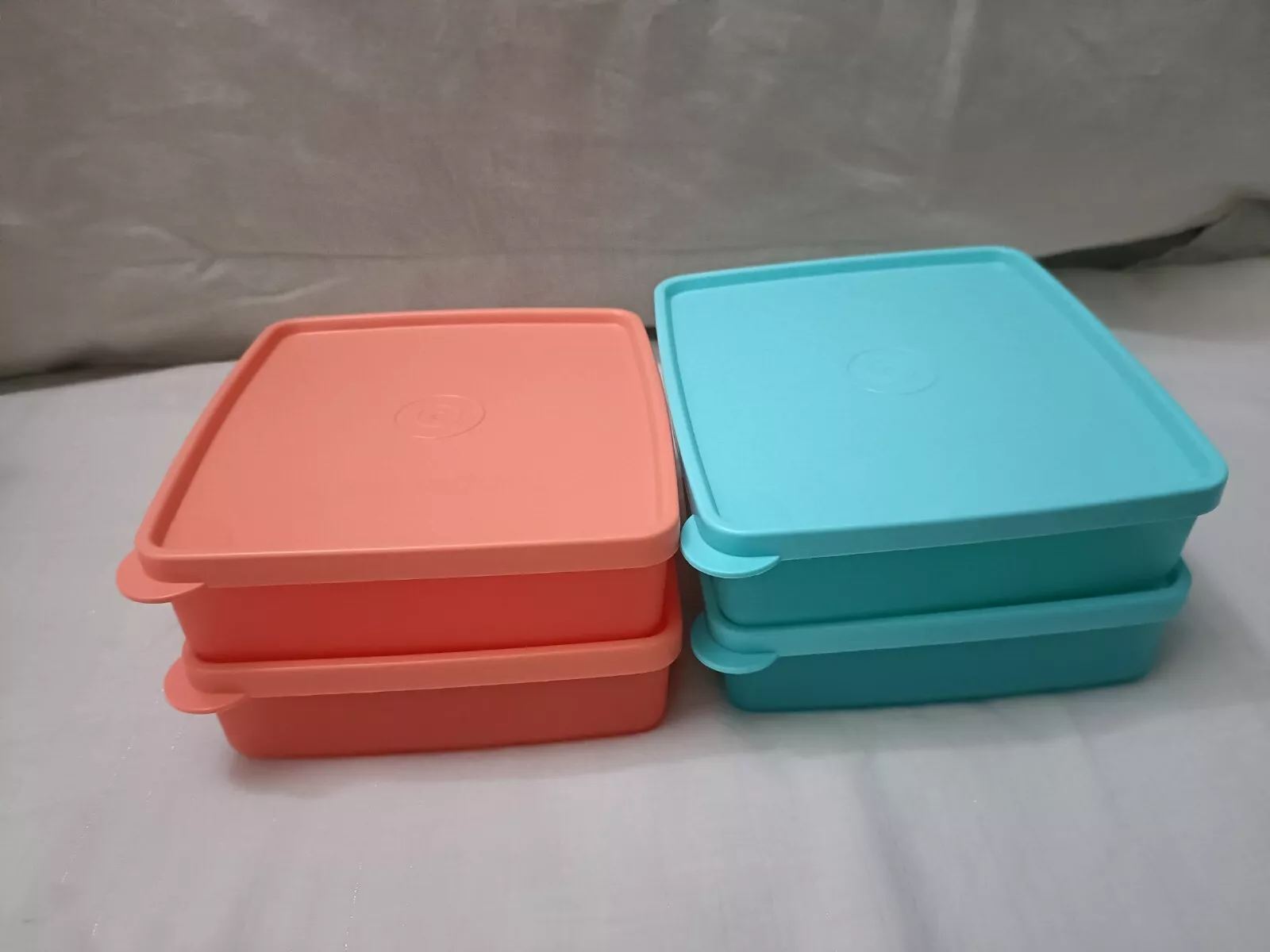 Tupperware Set Of 4 Square Away Lunch Box 375 ML Carry Dry Snacks Lunch ...