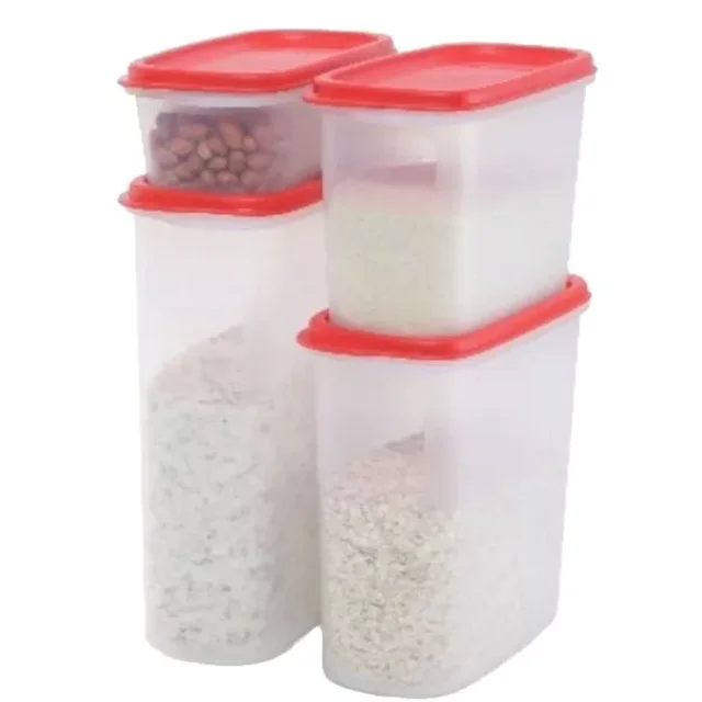 Tupperware Set of 4 All Sizes Dry food Storage Containers -2.3, 1.7, 1. ...