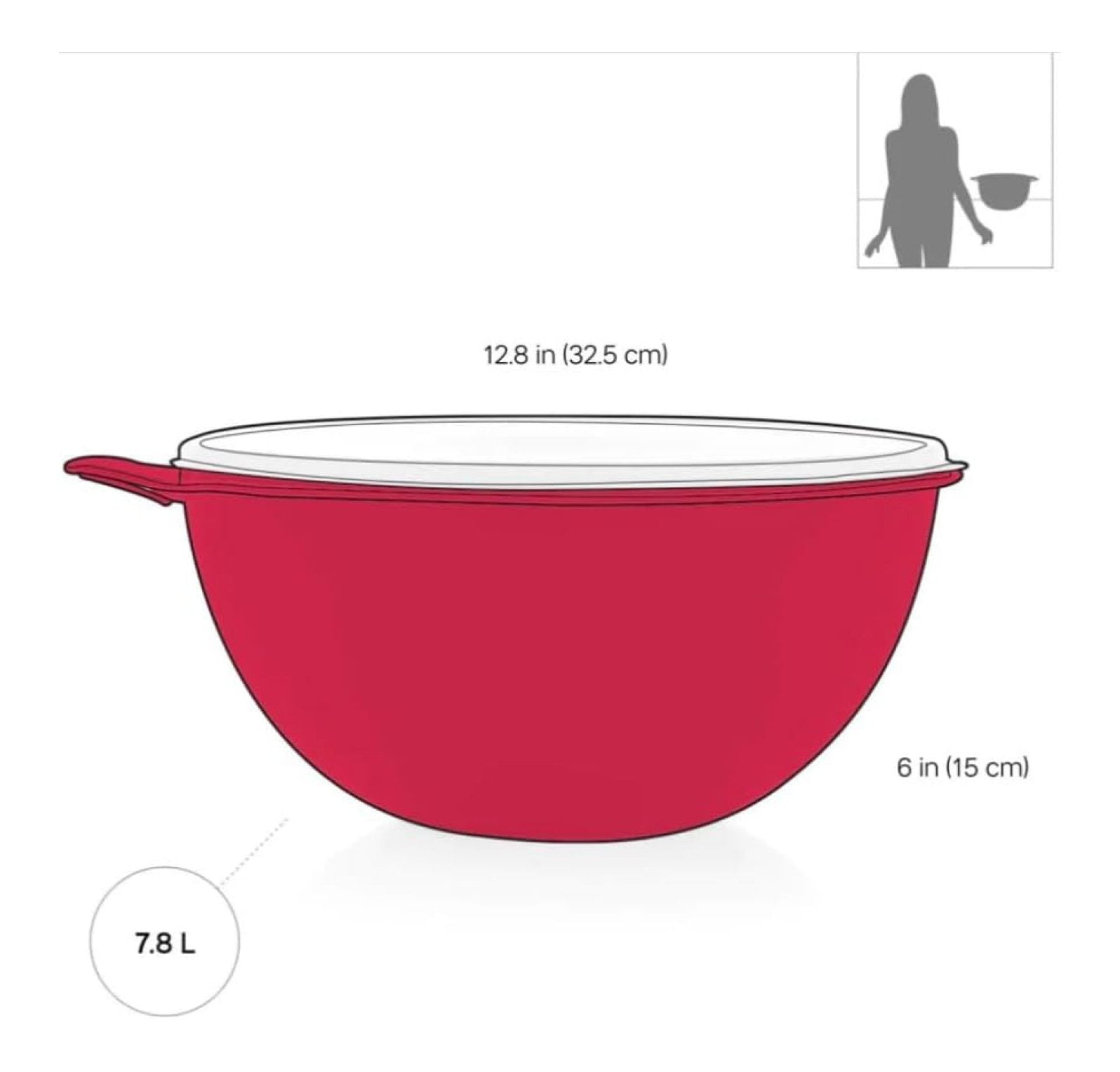Tupperware Thatsa Bowl Mixing Bowl 32 Cups 7.8L Chili Red - Walmart.com