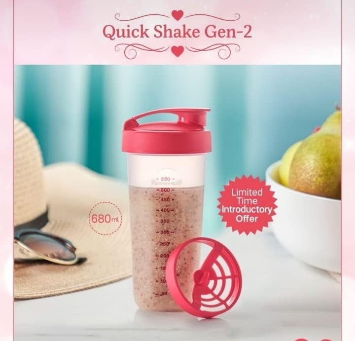 New Tupperware Quick Shake Gen 2 red and white 680 ml Shaker - Walmart.com