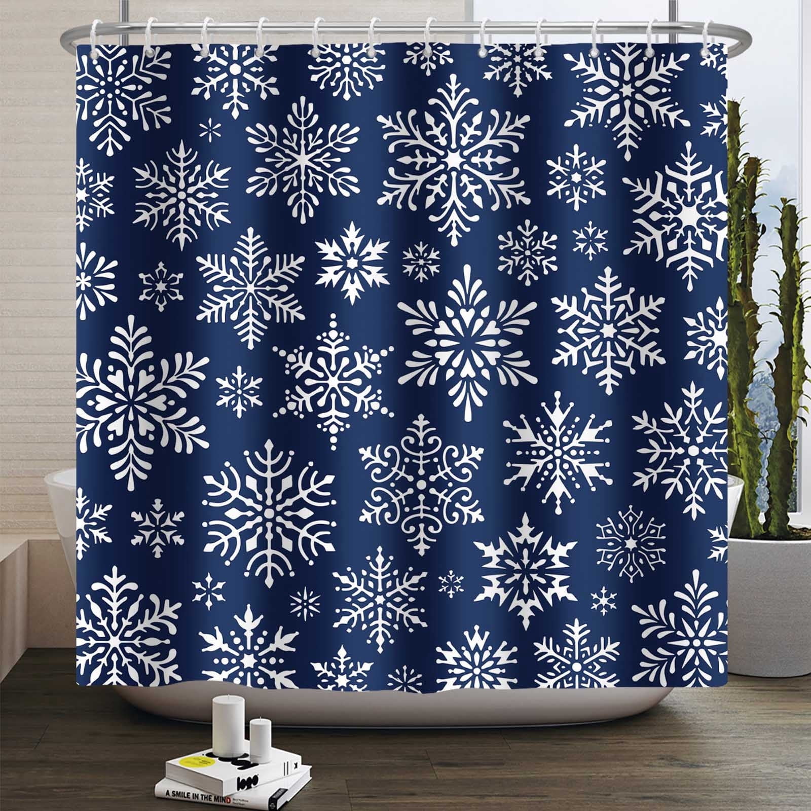 Tupukom Christmas Shower Curtains for Bathroom, Christmas Snowflake New ...