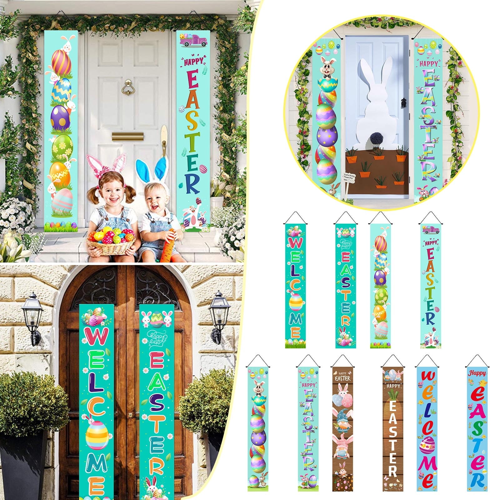 Tupukom Easter Decor Under $5 Horizontal Easter Banner Garland Easter ...